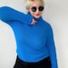 Blue Angora Sweater for Women, Fluffy Angora Womens Turtleneck Sweater ...