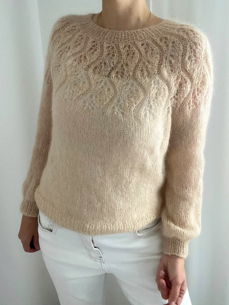 Mohair Sweater, Light Beige Sweater, Loose Fit Sweater, Sweater for ...