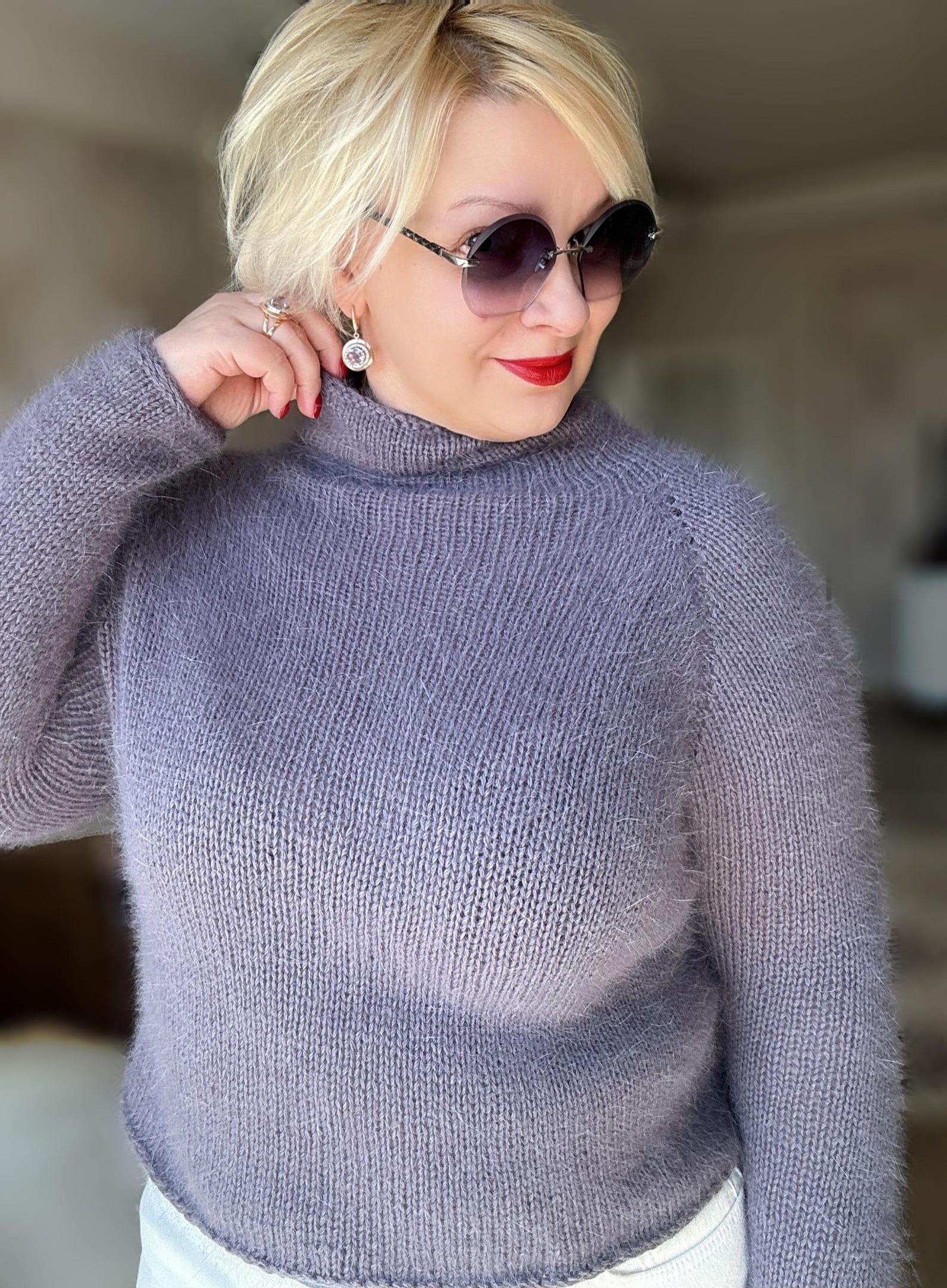 Angora Sweater for Women, Fluffy Angora Womens Turtleneck Sweater ...