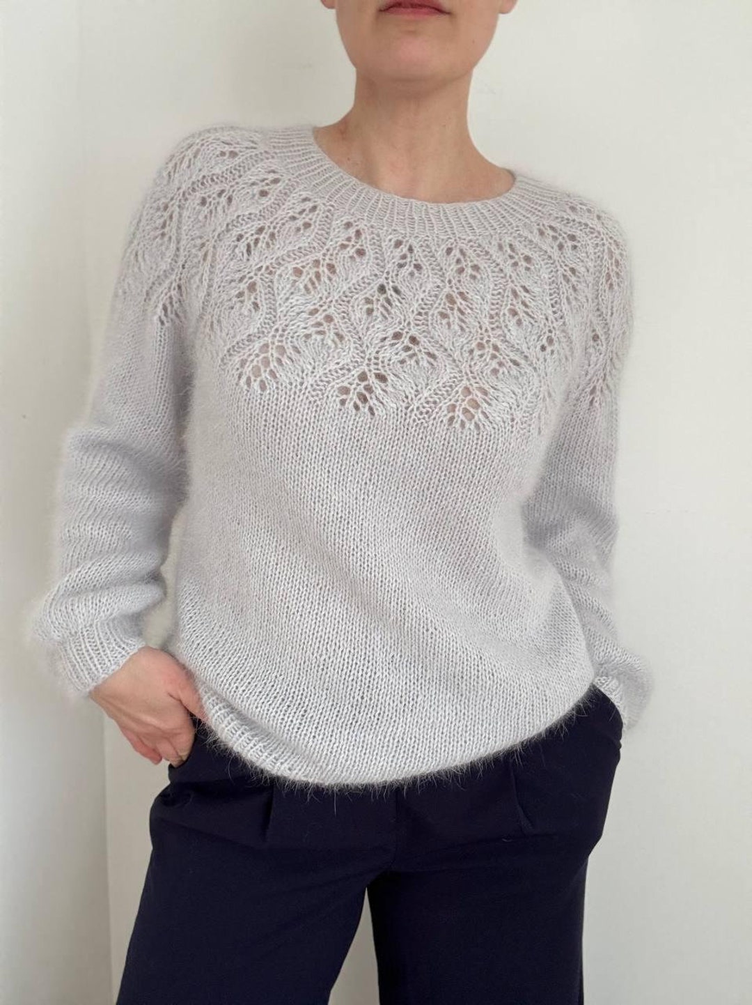 Angora Sweater for Women, Fluffy Angora Sweater With Lace, Angora Lace ...