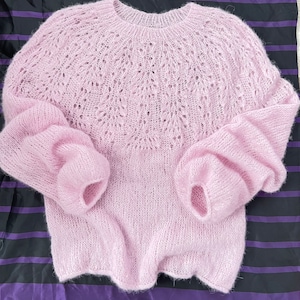 Pink Mohair Sweater, Hand Knit Sweater, Sweaters for Women,lace Mohair ...