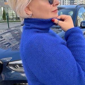 Аngora Sweater, Wool Turtleneck Knit Sweater for Women, Fall Hand Knit ...