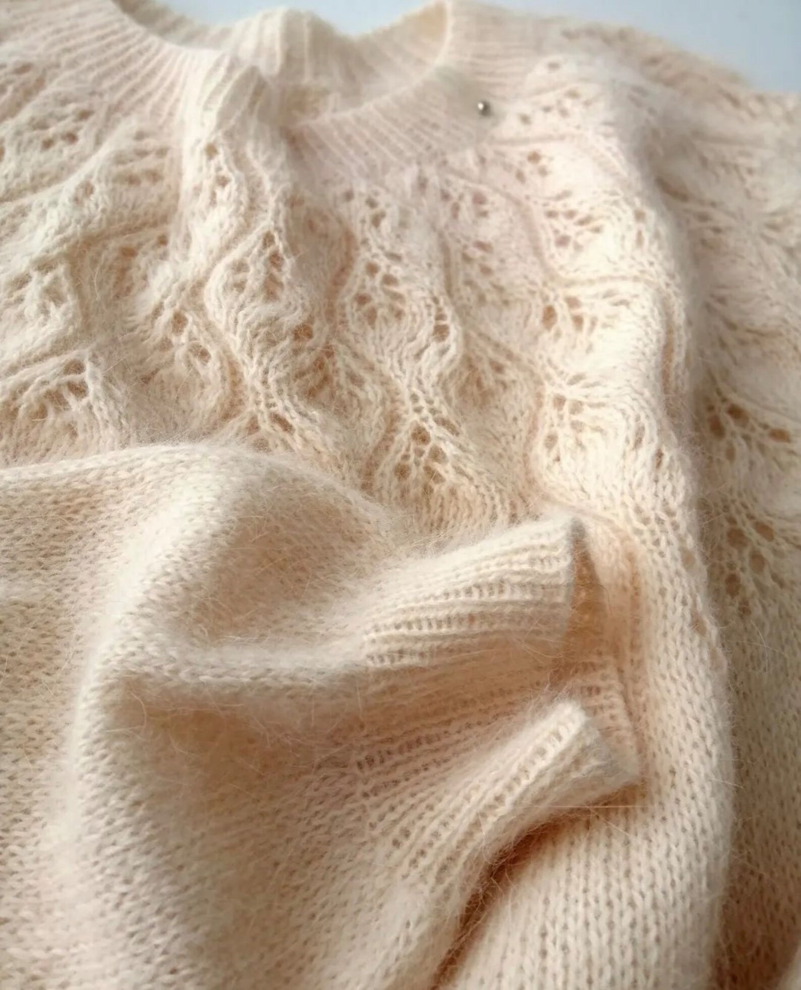 Mohair Sweater, Light Beige Sweater, Loose Fit Sweater, Sweater for ...