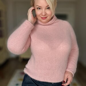 Аngora Sweater, Аngora Turtleneck Knit Sweater for Women, Fluffy Cozy ...