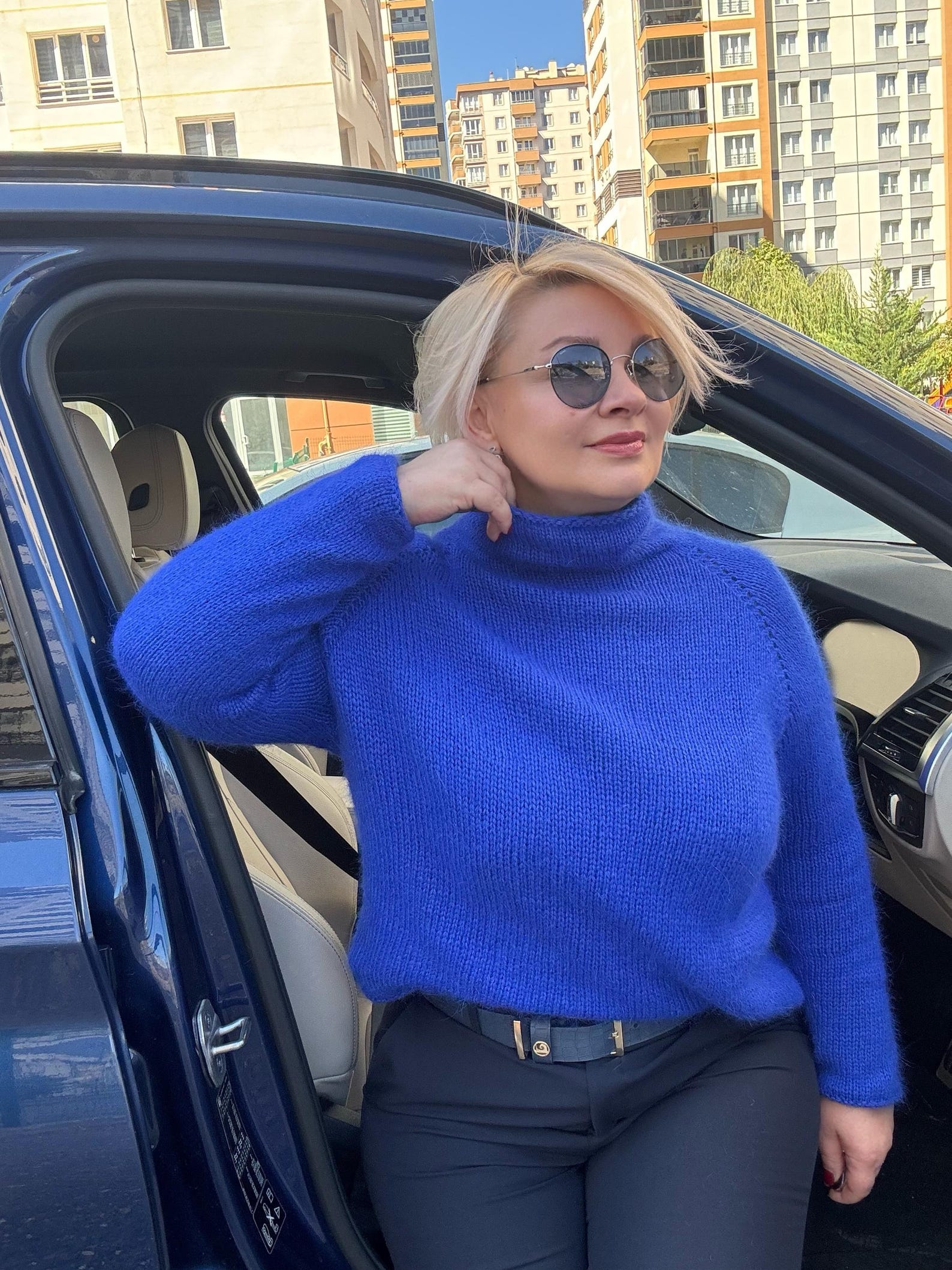 Аngora Sweater, Wool Turtleneck Knit Sweater for Women, Fall Hand Knit ...