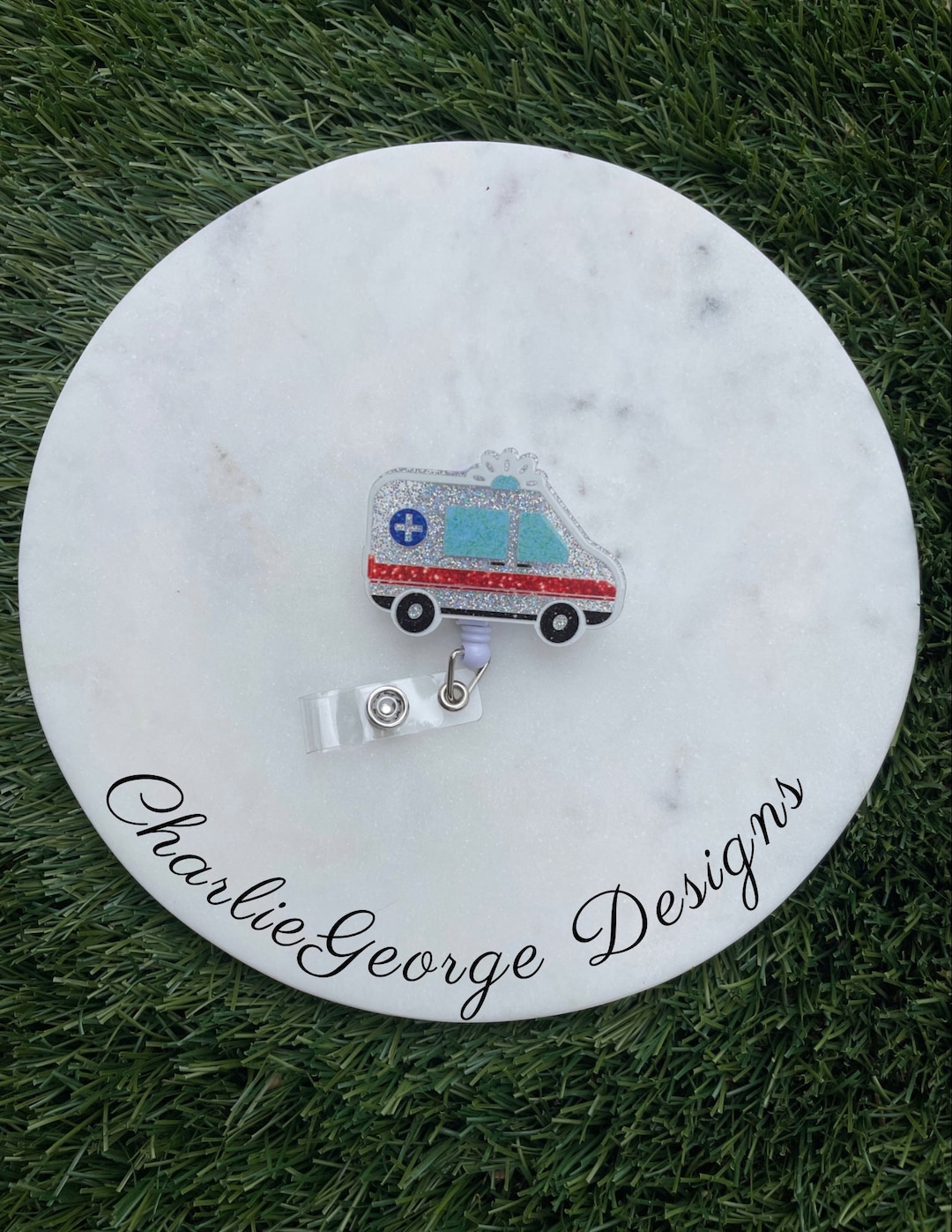 Ambulance Badge Reel EMS Paramedic Glitter Badge Reel - Etsy