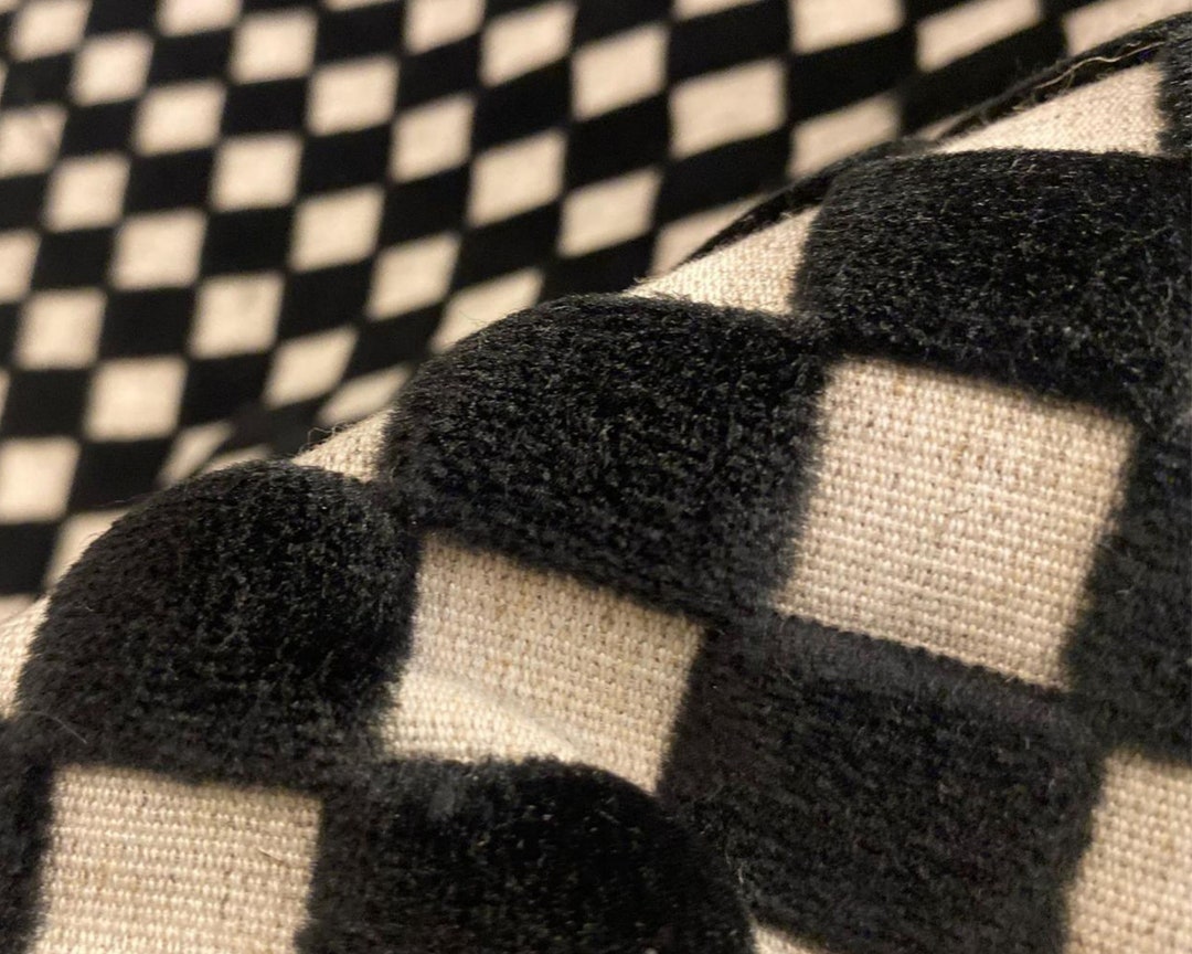 Checkerboard Pattern Fabric,checkerboard Pattern Velvet Fabric,black ...