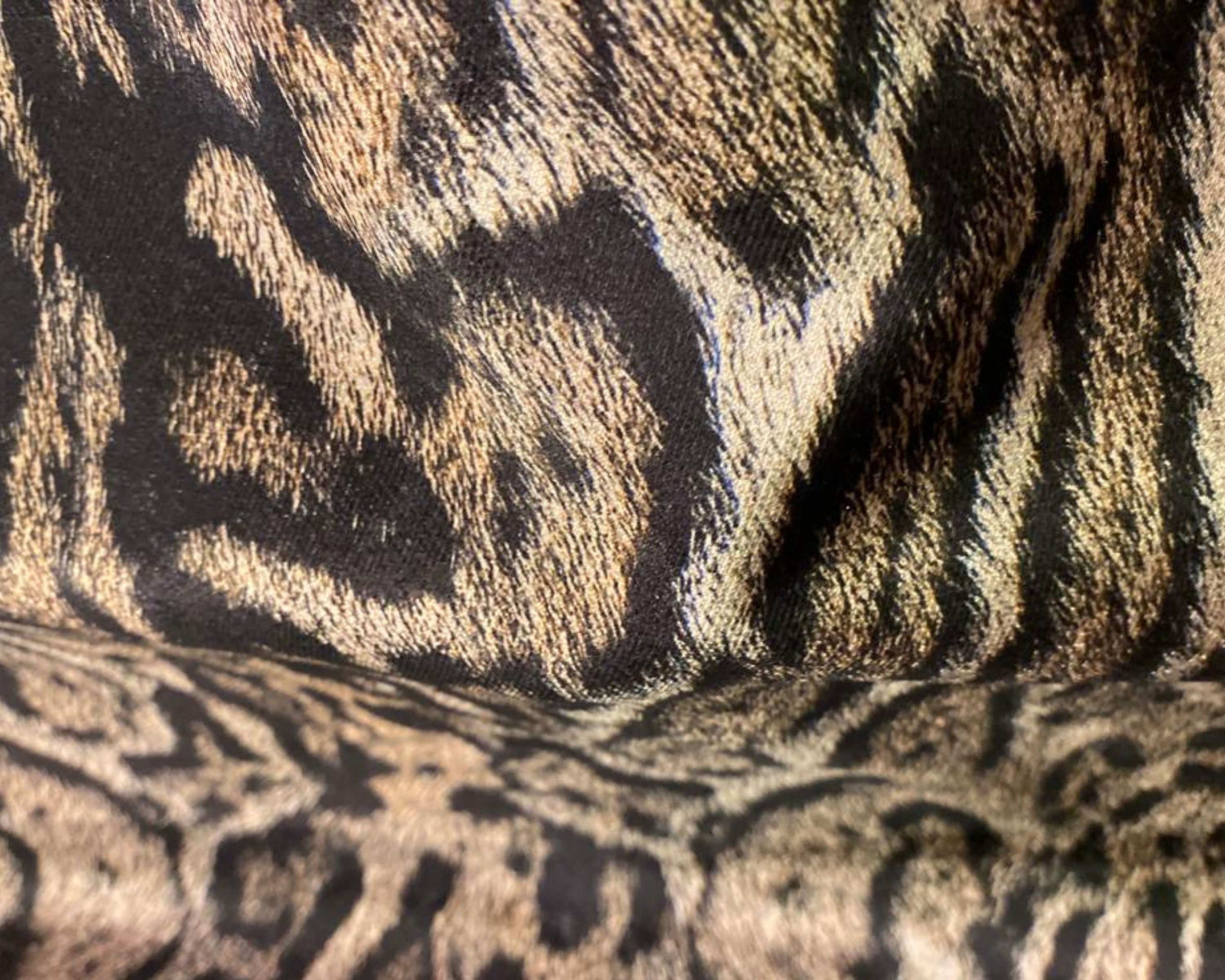 Digital Leopard Print Velvet Fabric,black and Brown Leopard Pattern ...