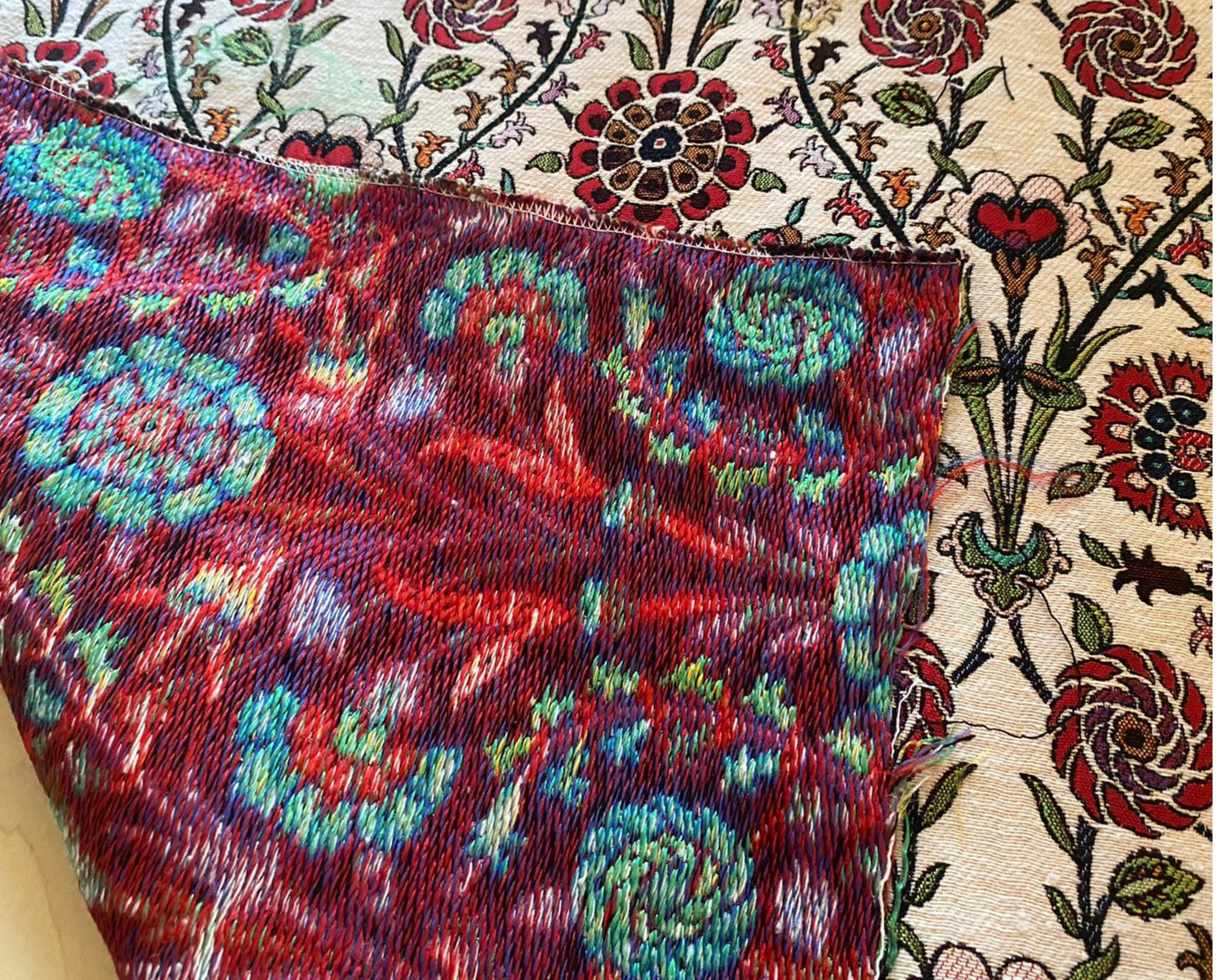 Turkish Woven Chenille Upholstery Fabric, Violet Motif Tapestry - Etsy