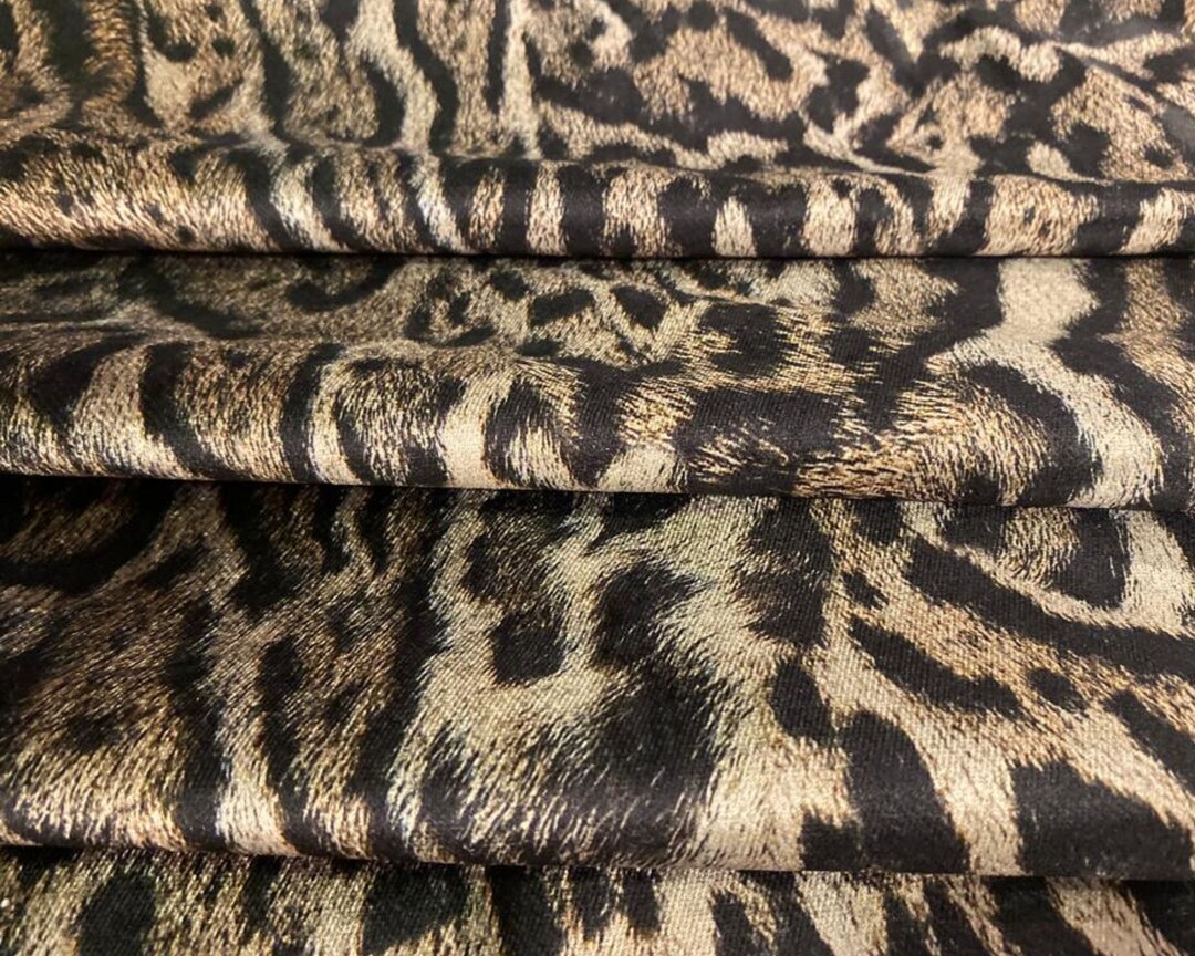 Digital Leopard Print Velvet Fabric,black and Brown Leopard Pattern ...