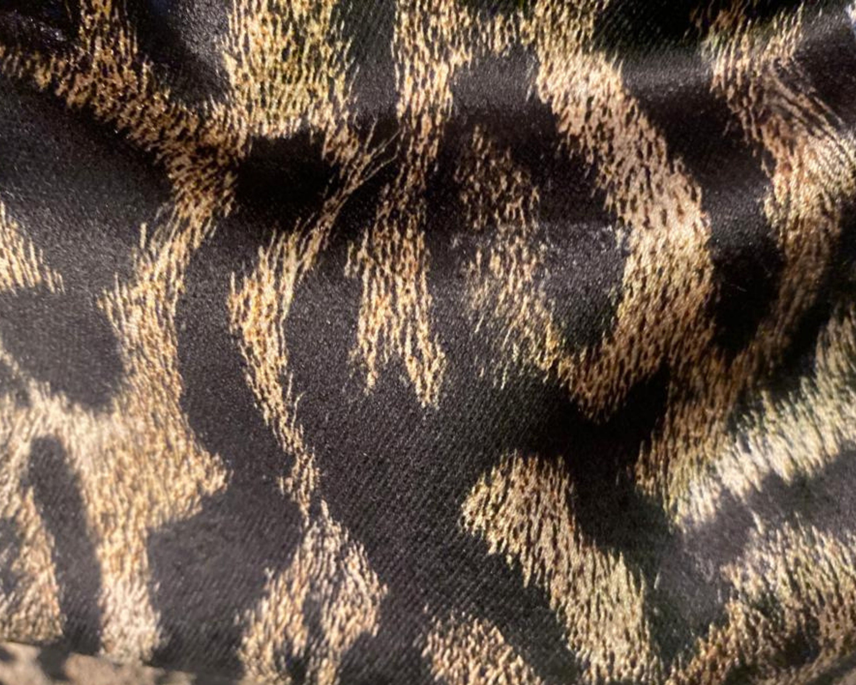 Digital Leopard Print Velvet Fabric,black and Brown Leopard Pattern ...