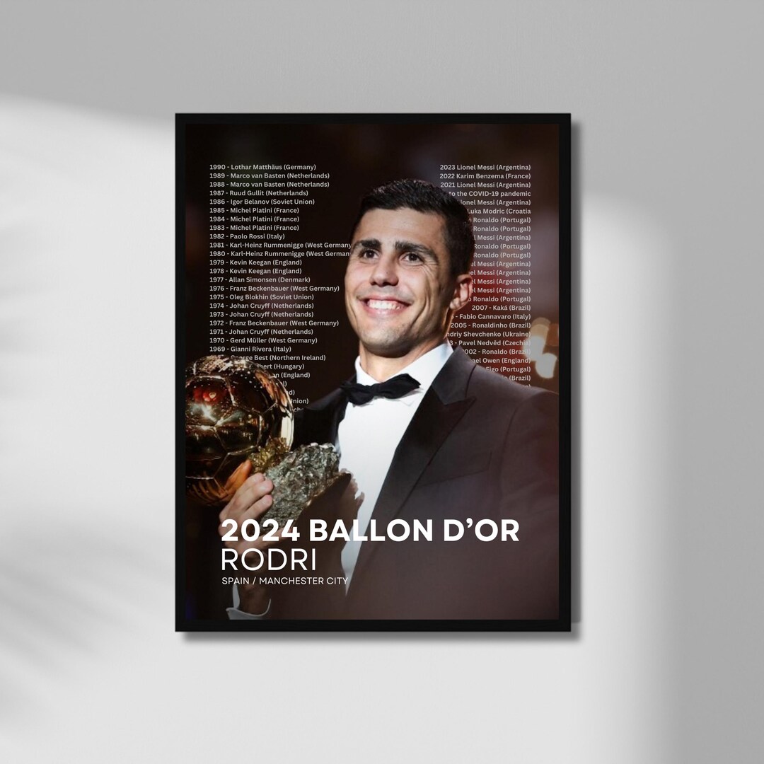 Rodri Poster Ballon D'or Manchester City Ballon Dor Winner Spain ...