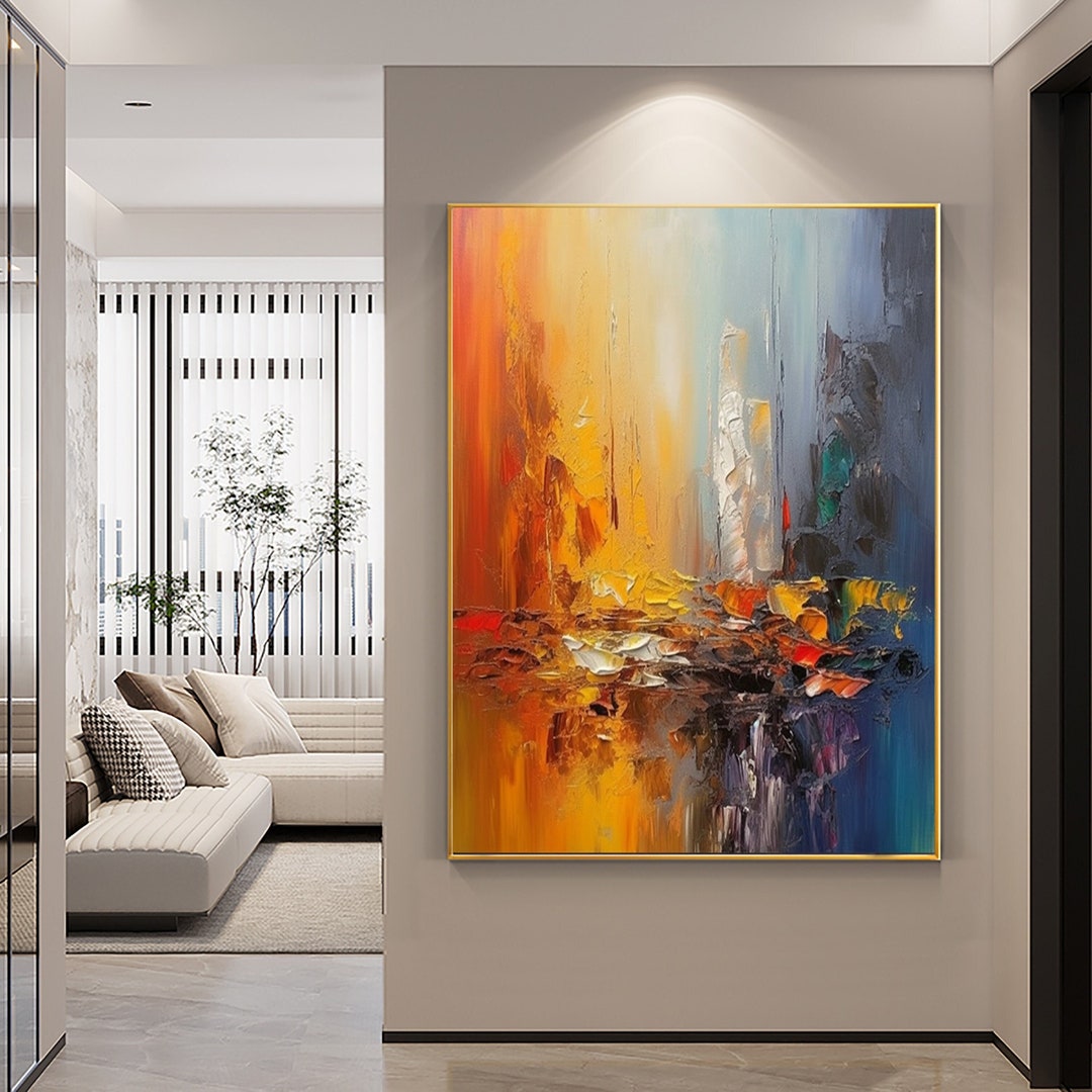 Abstract Colorful Oil Painting on Canvas,large Colorful Wall Art ...