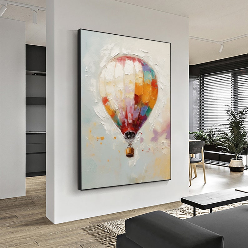 Abstract Hot Air Balloon Oil Painting Original,palette Knife Balloons ...