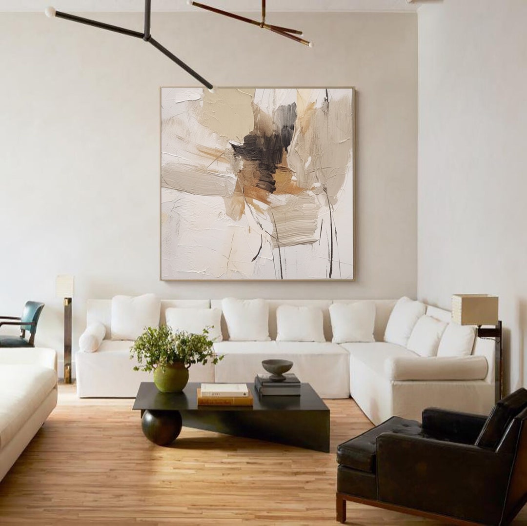 Beige and Gray Texture Wall Art,beige Minimalist Painting on Canvas ...