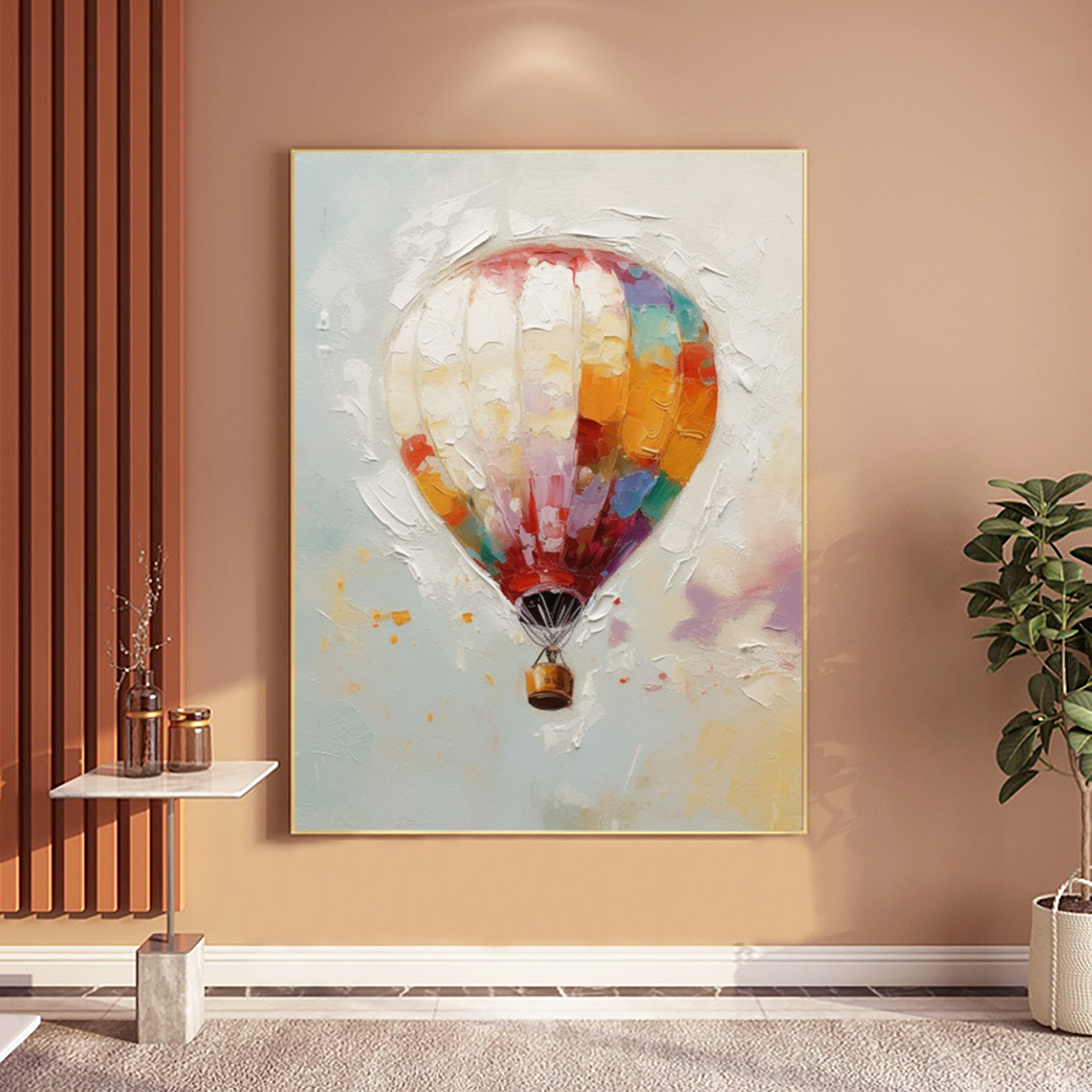 Abstract Hot Air Balloon Oil Painting Original,palette Knife Balloons ...