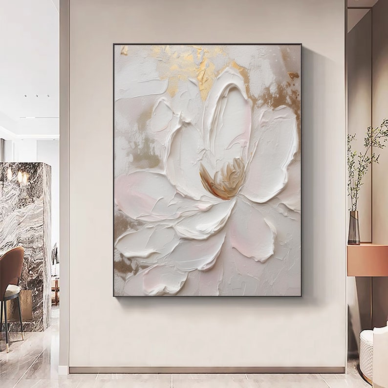 Original White Flower Oil Painting on Canvasabstract Floral - Etsy