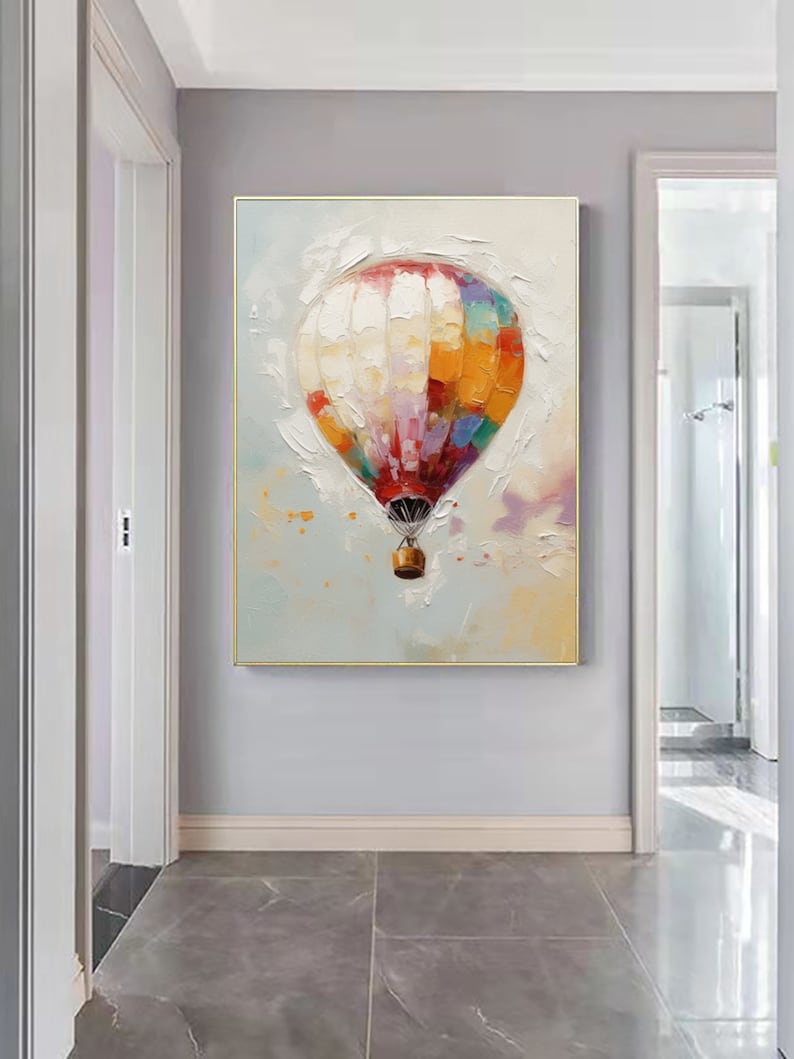 Abstract Hot Air Balloon Oil Painting Original,palette Knife Balloons ...