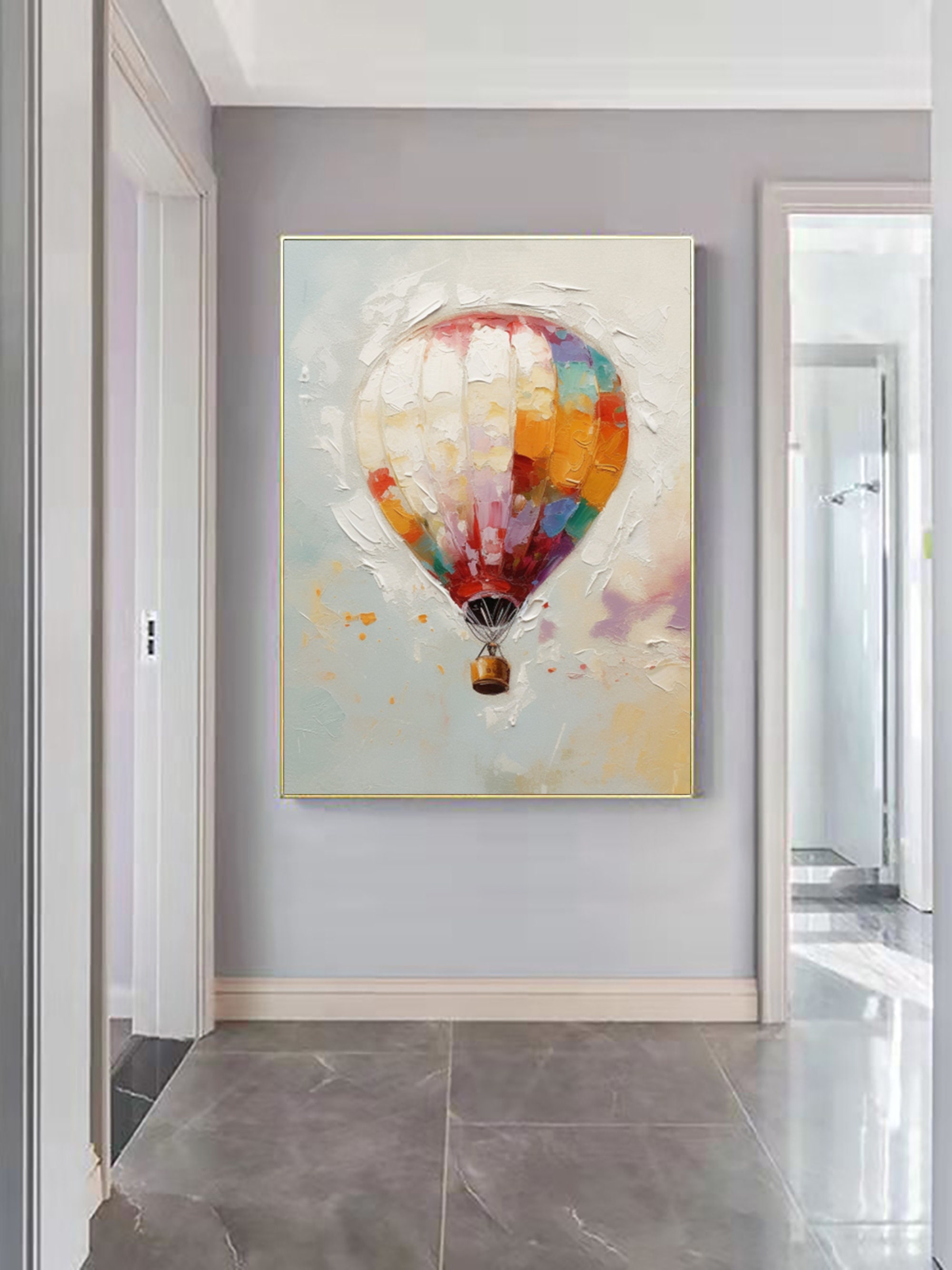 Abstract Hot Air Balloon Oil Painting Original,palette Knife Balloons ...