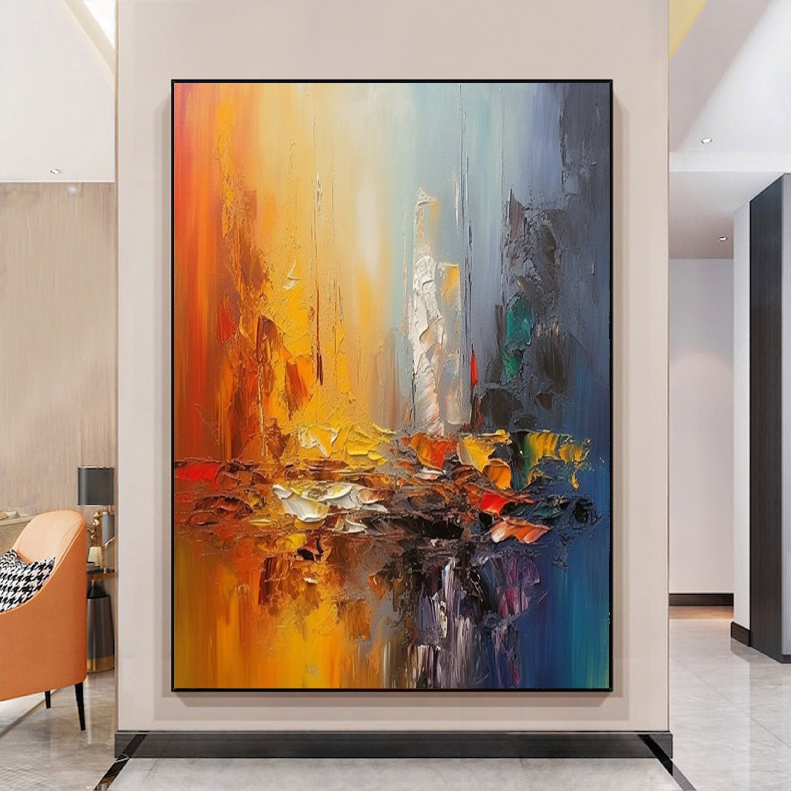 Abstract Colorful Oil Painting on Canvas,large Colorful Wall Art ...