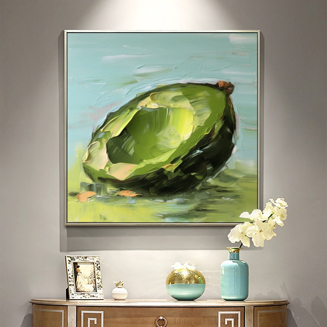 Avocado Oil Painting on Canvas,original Fruit Art,avocado Still Life ...