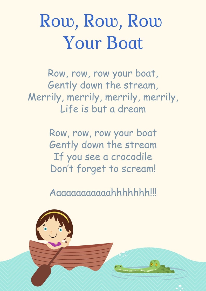 Kids Nursery Rhyme Poster - Row Row Row Your Boat - Etsy