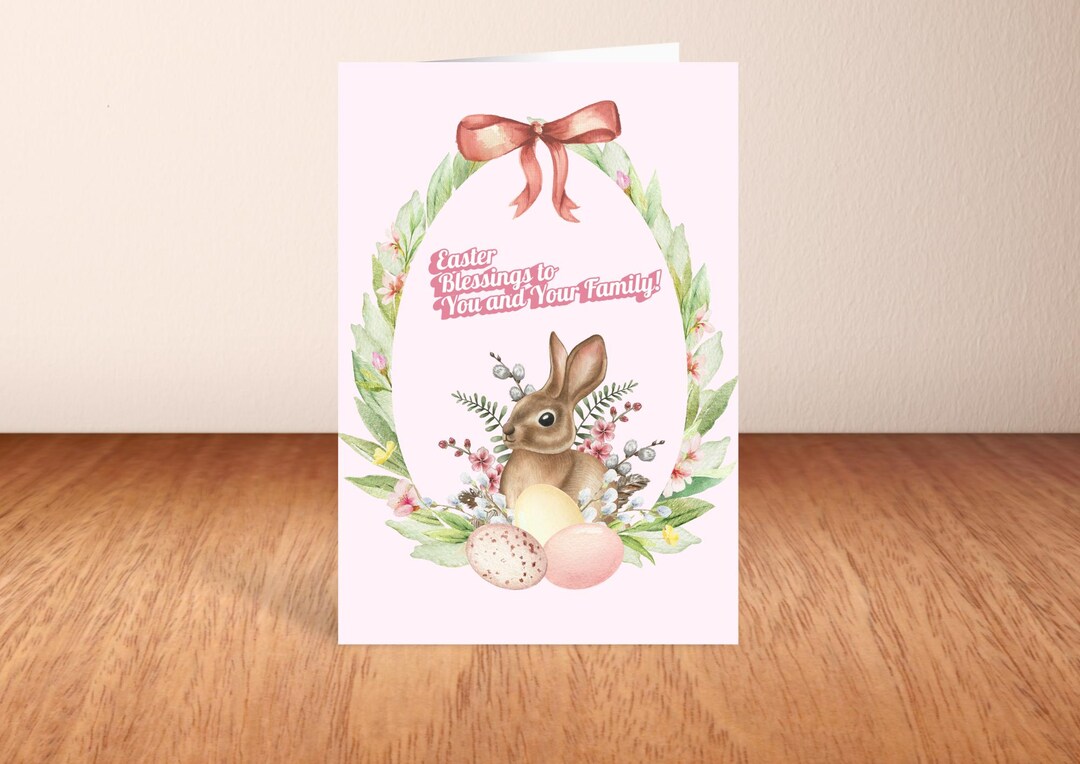 Easter Bunny Card – Printable Easter Greeting – 5x7" & 5x5" – Editable ...