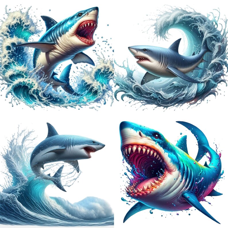 Shark Clipart, Shark PNG, 3D Shark Cliparts, Underwater Art, Printable ...