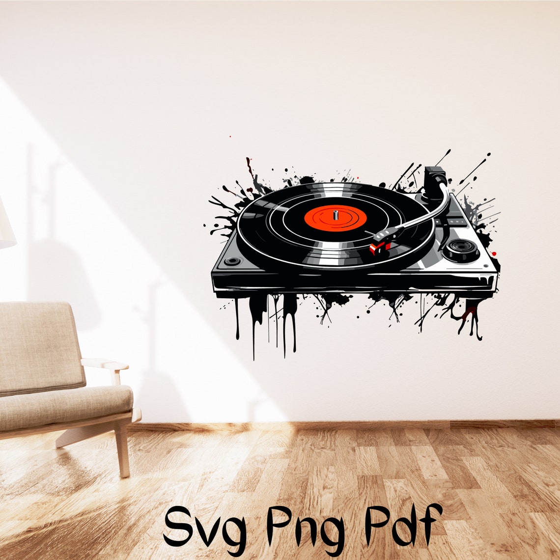 Vintage Vinyl Record Player Clipart Set Svg, Png, Pdf Retro Music ...