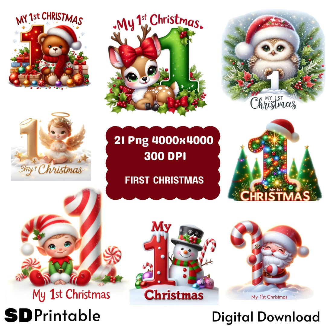 My First Christmas Clipart Bundle, Holiday PNG (digital Download) - Etsy