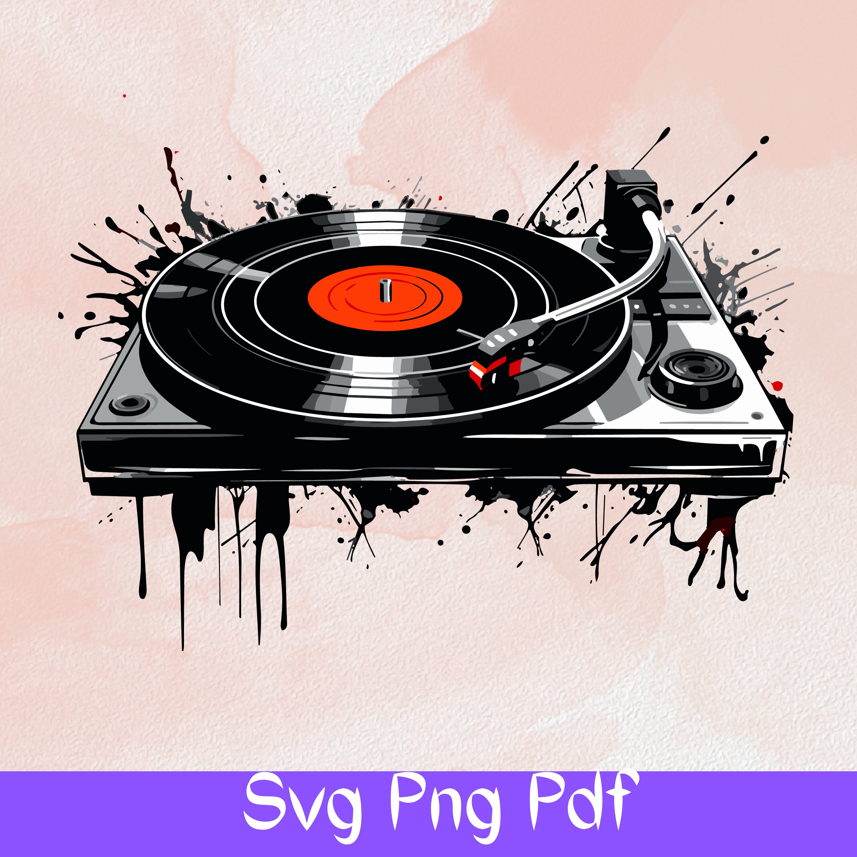 Vintage Vinyl Record Player Clipart Set Svg, Png, Pdf Retro Music ...