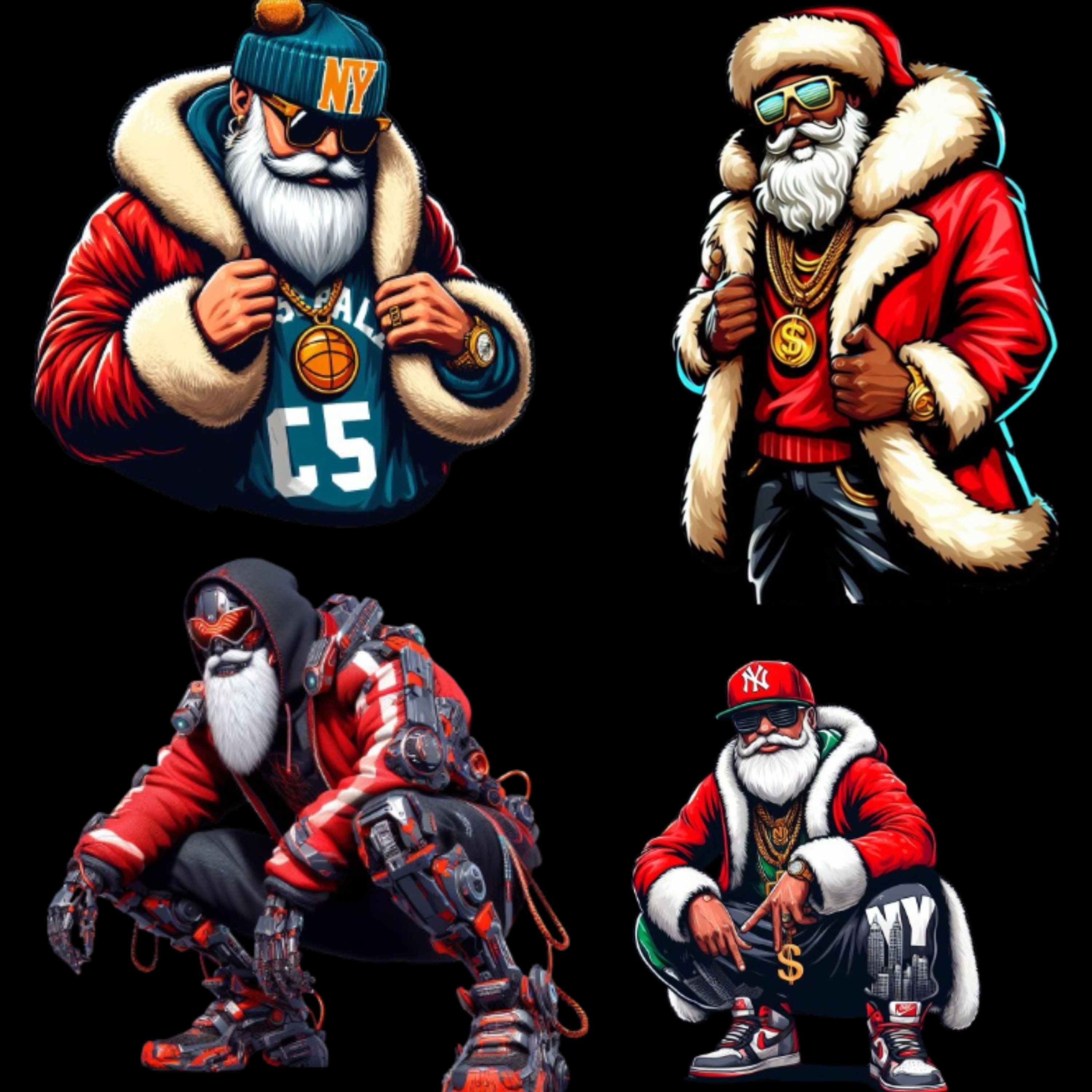 Urban Santa Png, Gangsta Hip-hop Santa Clipart, Christmas Clipart ...
