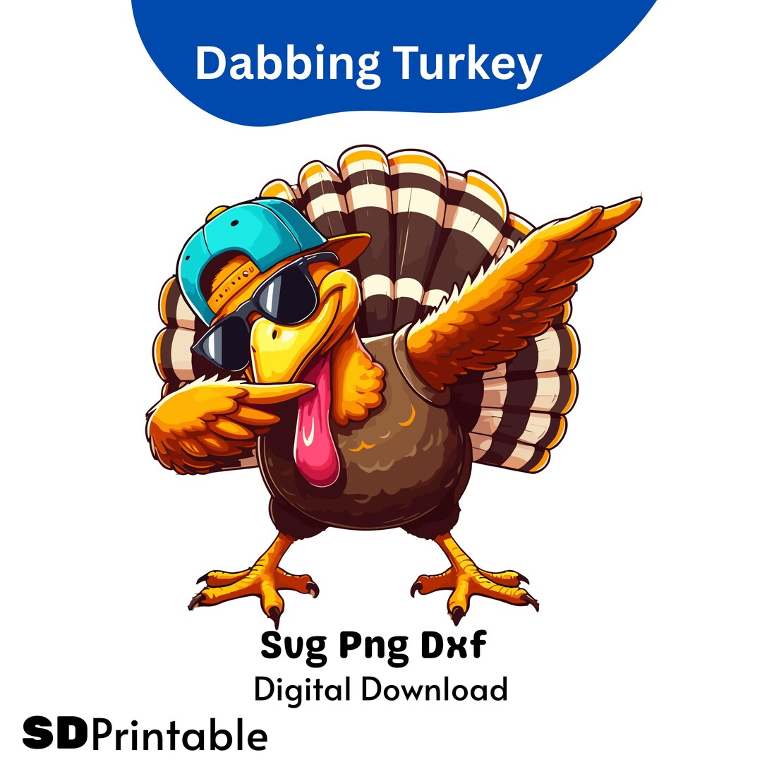 Dabbing Turkey Clipart, Thanksgiving Day PNG SVG DXF (digital Download ...