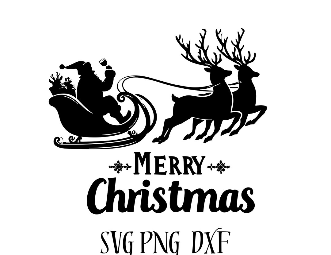 Santa trineo svg, reno svg, silueta de trineo de santa, imágenes ...