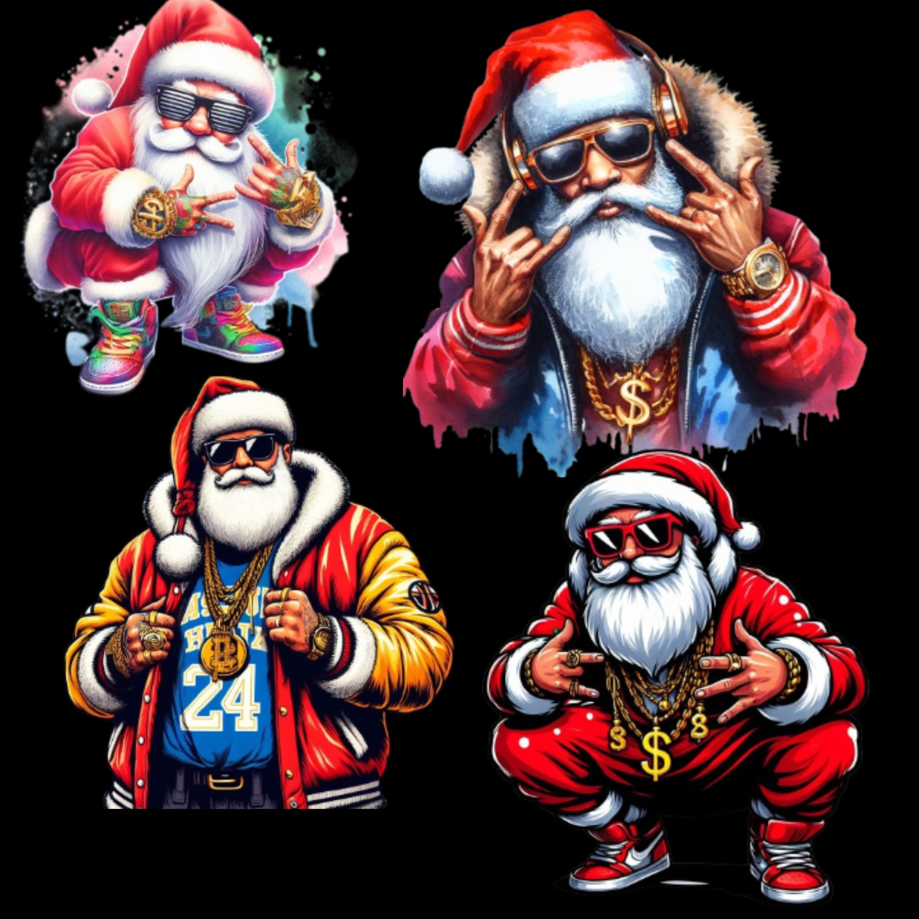 Urban Santa Png, Gangsta Hip-hop Santa Clipart, Christmas Clipart ...