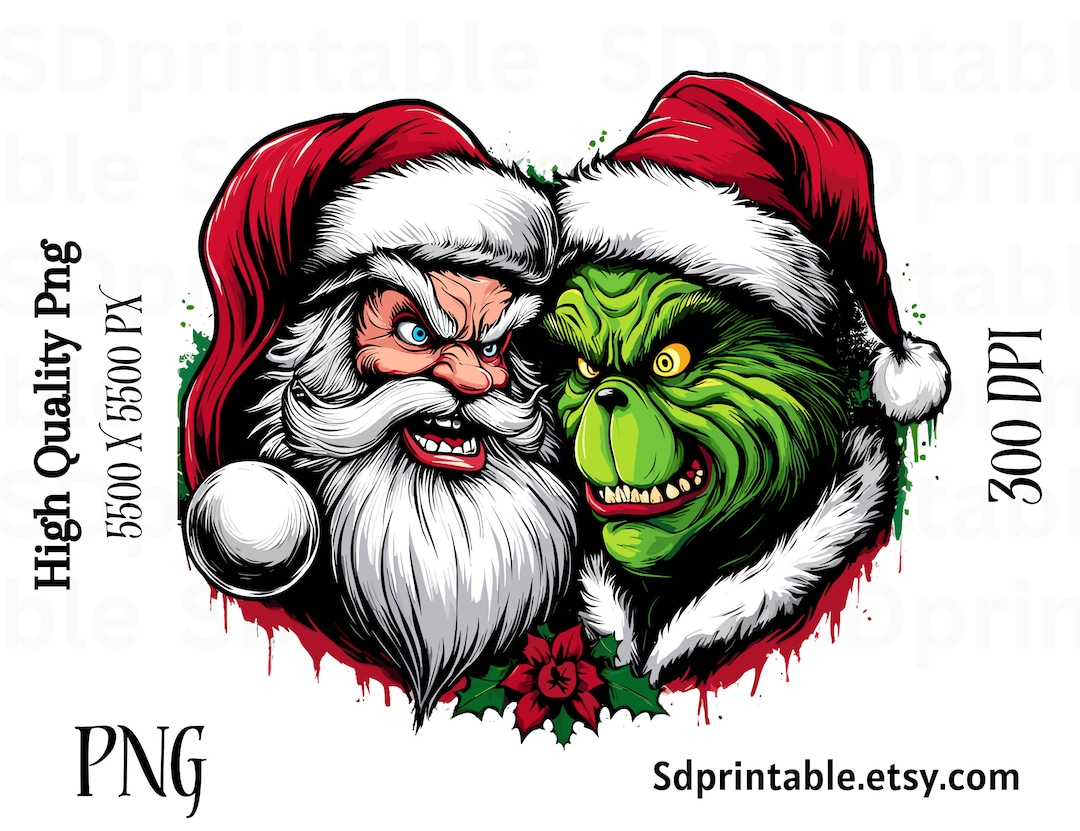 Grinch and Santa, Grinch and Santa Png, Santa Vs Grinch Battle, Grinch ...