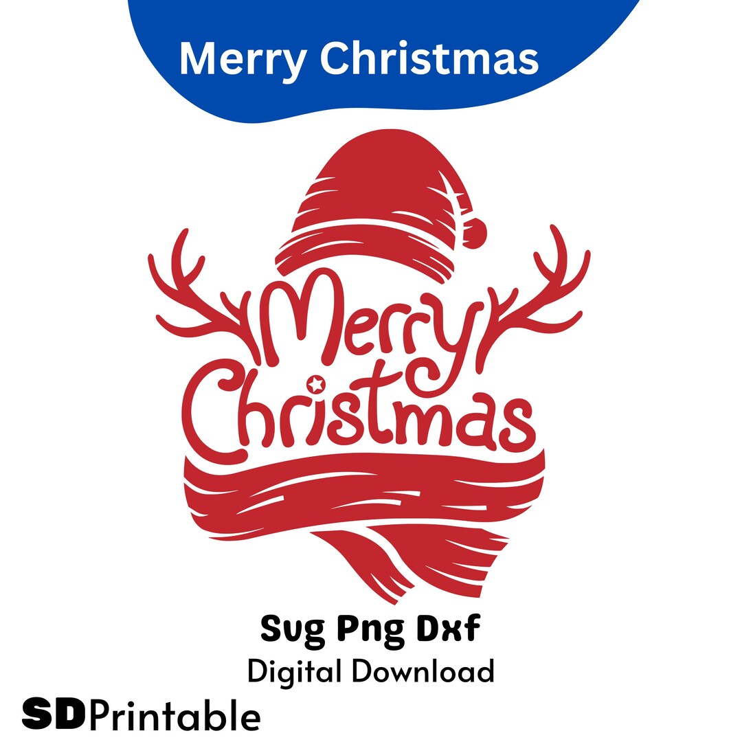 Merry Christmas Text SVG: Holiday Clipart, Cricut Cut File (digital ...
