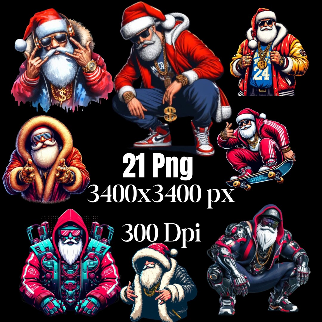 Urban Santa Png, Gangsta Hip-hop Santa Clipart, Christmas Clipart ...
