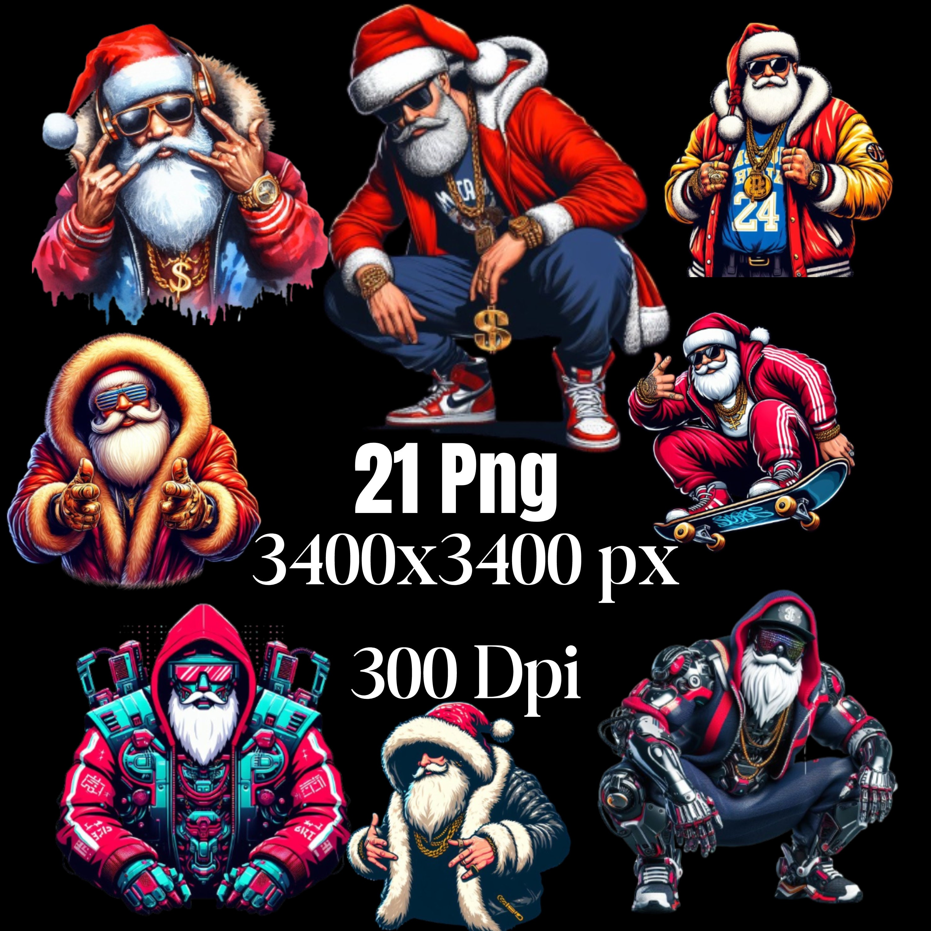 Urban Santa Png, Gangsta Hip-hop Santa Clipart, Christmas Clipart ...