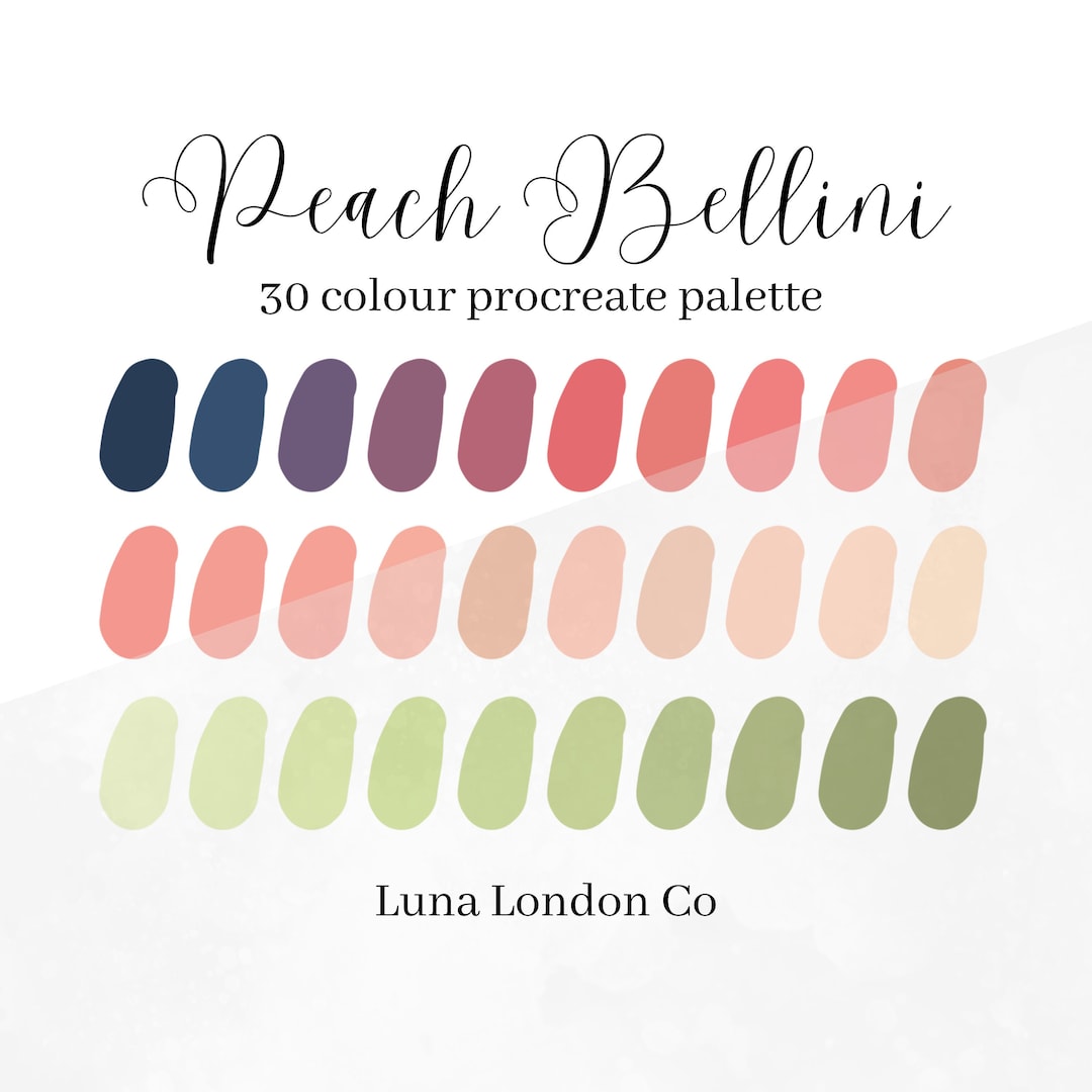 Peach Bellini 30 Swatches Procreate Colour Palette, Peachy Floral Color ...