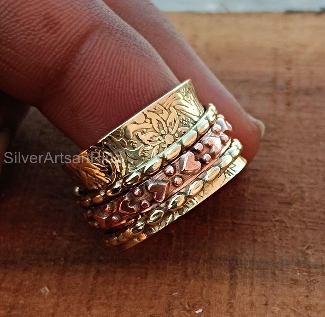 Handmade Solid Brass Spinner Ring: Boho Meditation Jewelry - Etsy