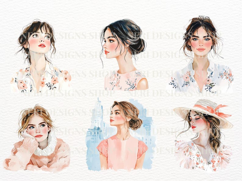 Pastel Woman Watercolor Clipart, Romantic Female Free Commercial PNG ...