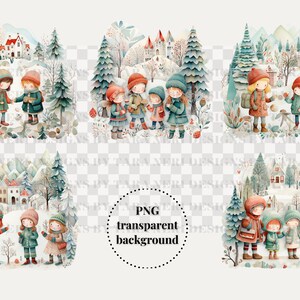 Christmas Friend Watercolor Clipart Bundle Winter Children Free ...