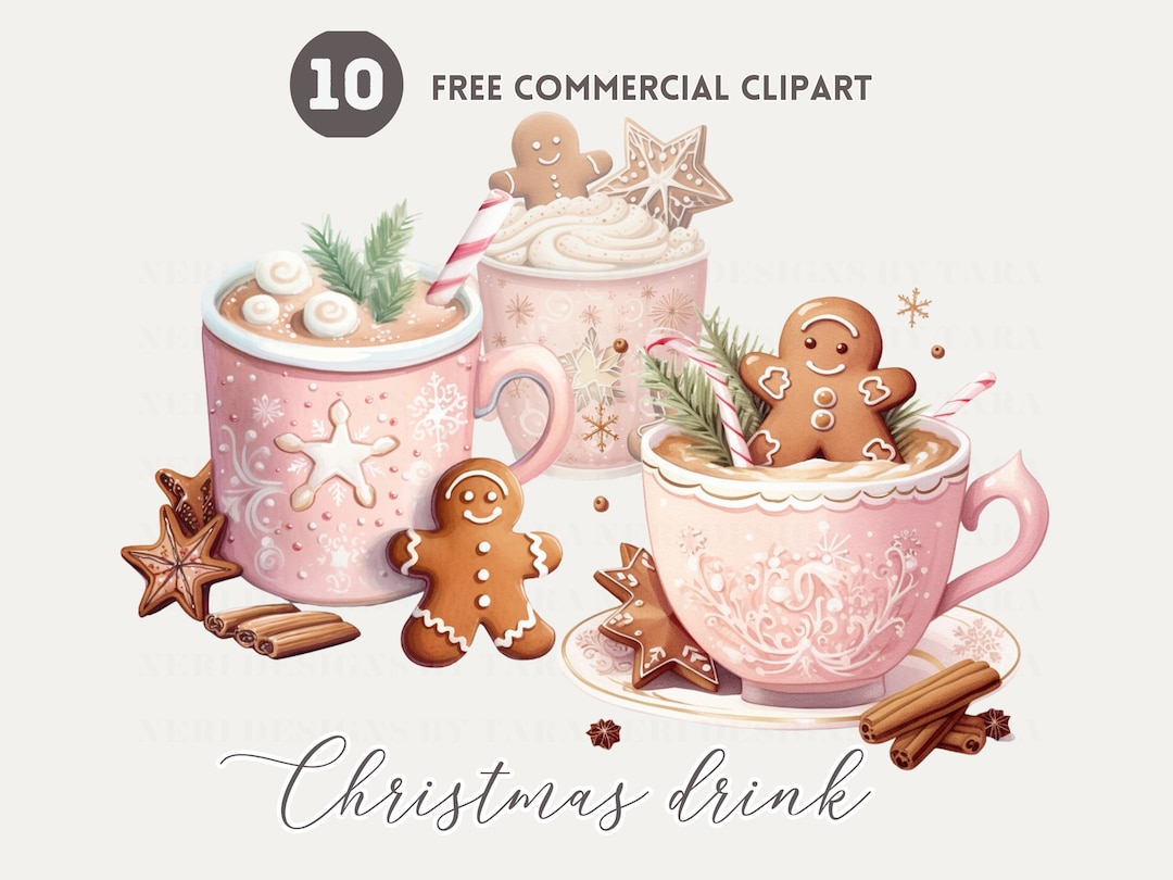 Christmas Beverage Watercolor Clipart Bundle, Winter Drink Free ...
