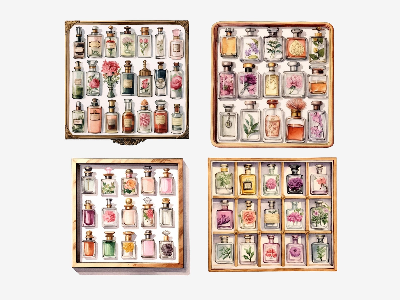 Vintage Perfume Bottle Watercolor Clipart Bundle Free - Etsy