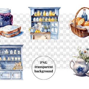 Cozy Kitchen Watercolor Clipart Bundle, Food Free Commercial PNG Set ...