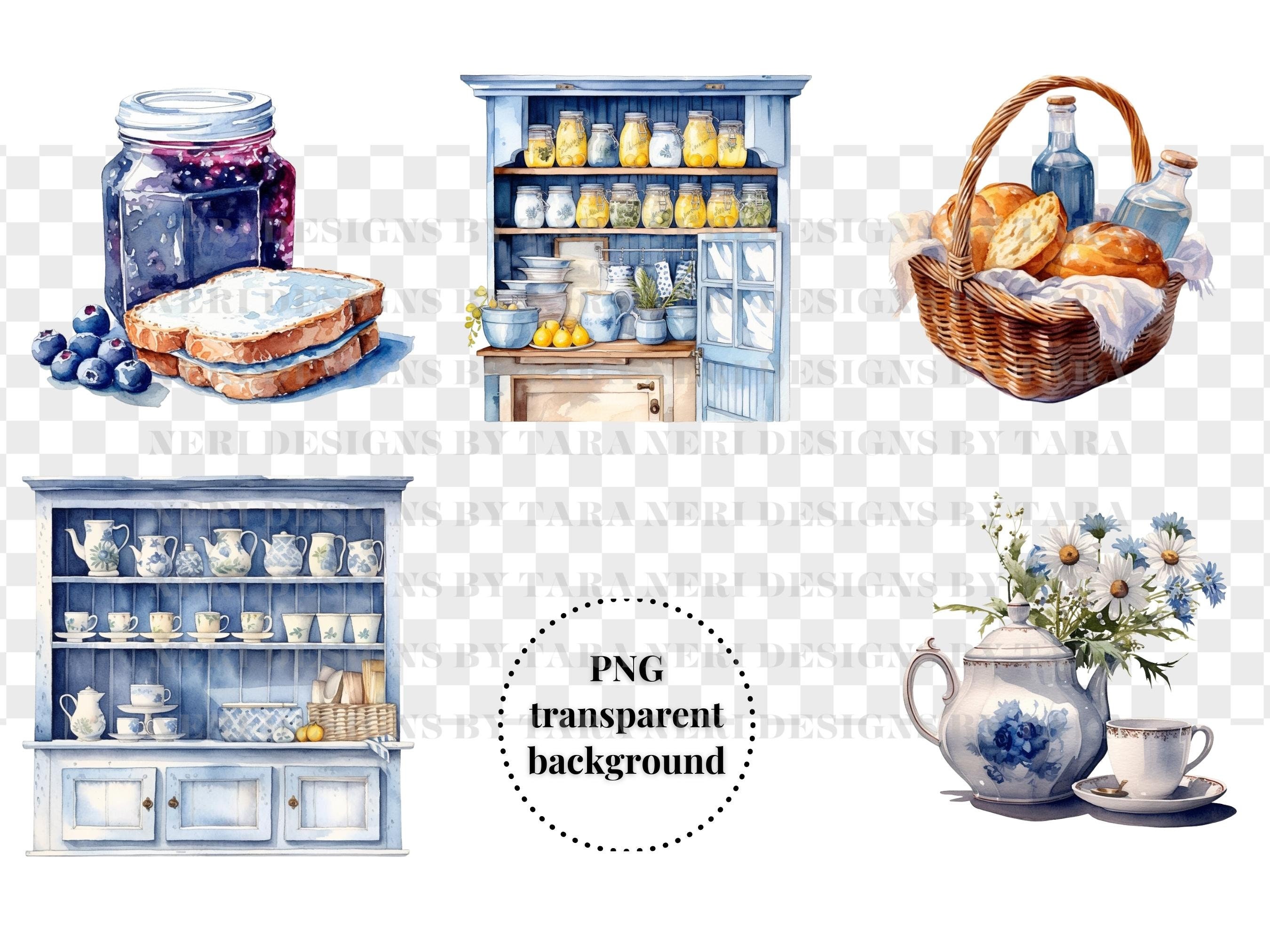 Cozy Kitchen Watercolor Clipart Bundle Food Free Commercial - Etsy