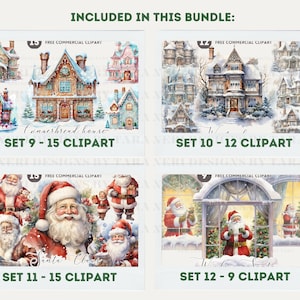 Christmas Watercolor Clipart Bundle Winter Free Commercial Png Set ...