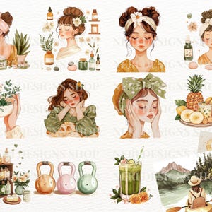 Wellness Lifestyle Watercolor Clipart, Fitness Free Commercial PNG ...