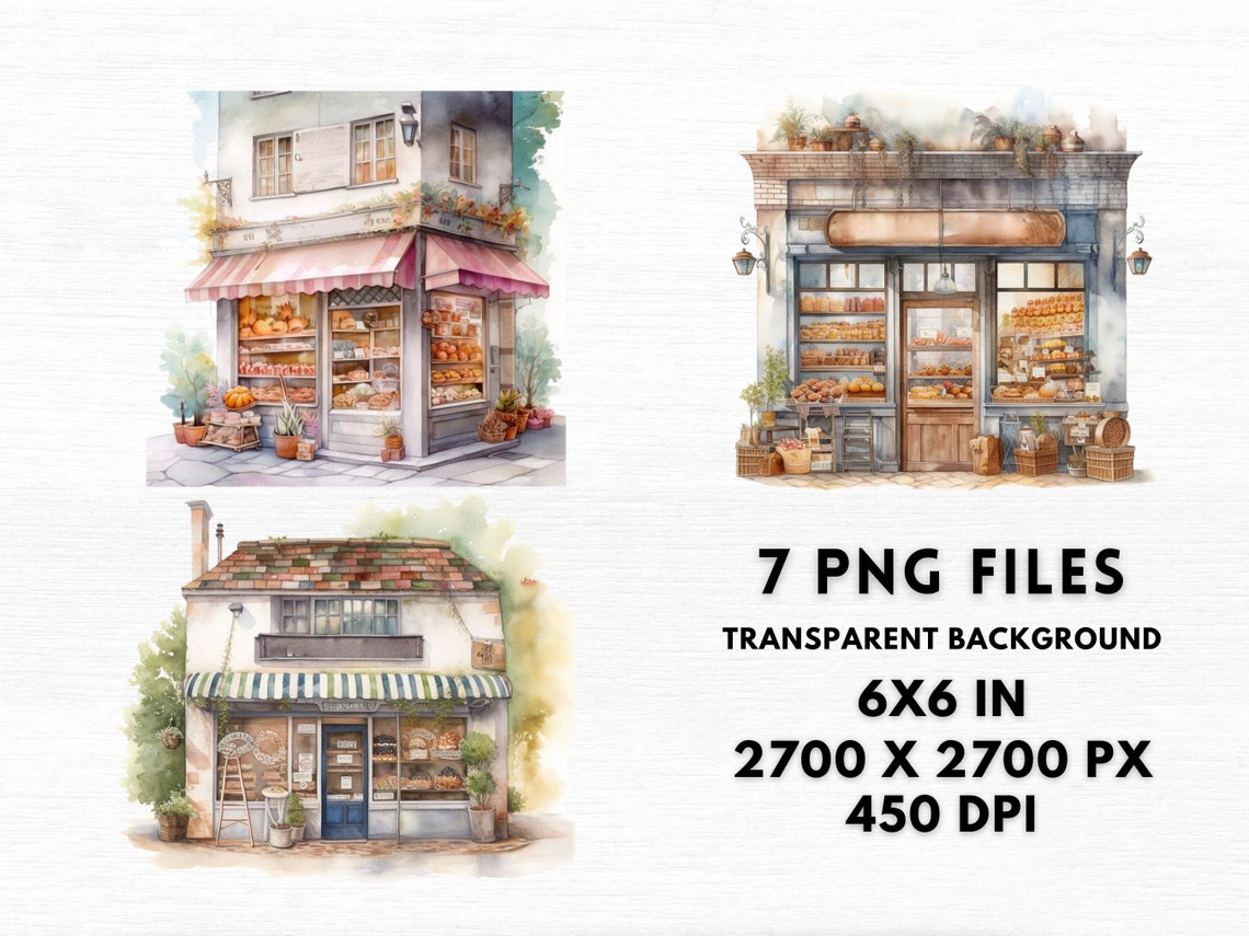 Bakery Watercolor Clipart Bundle Free Commercial Baker Shop - Etsy